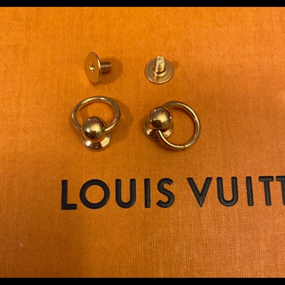Bags | 1 Pair Of Golden Metal Ball Post Round O Ring Rive | Poshmark